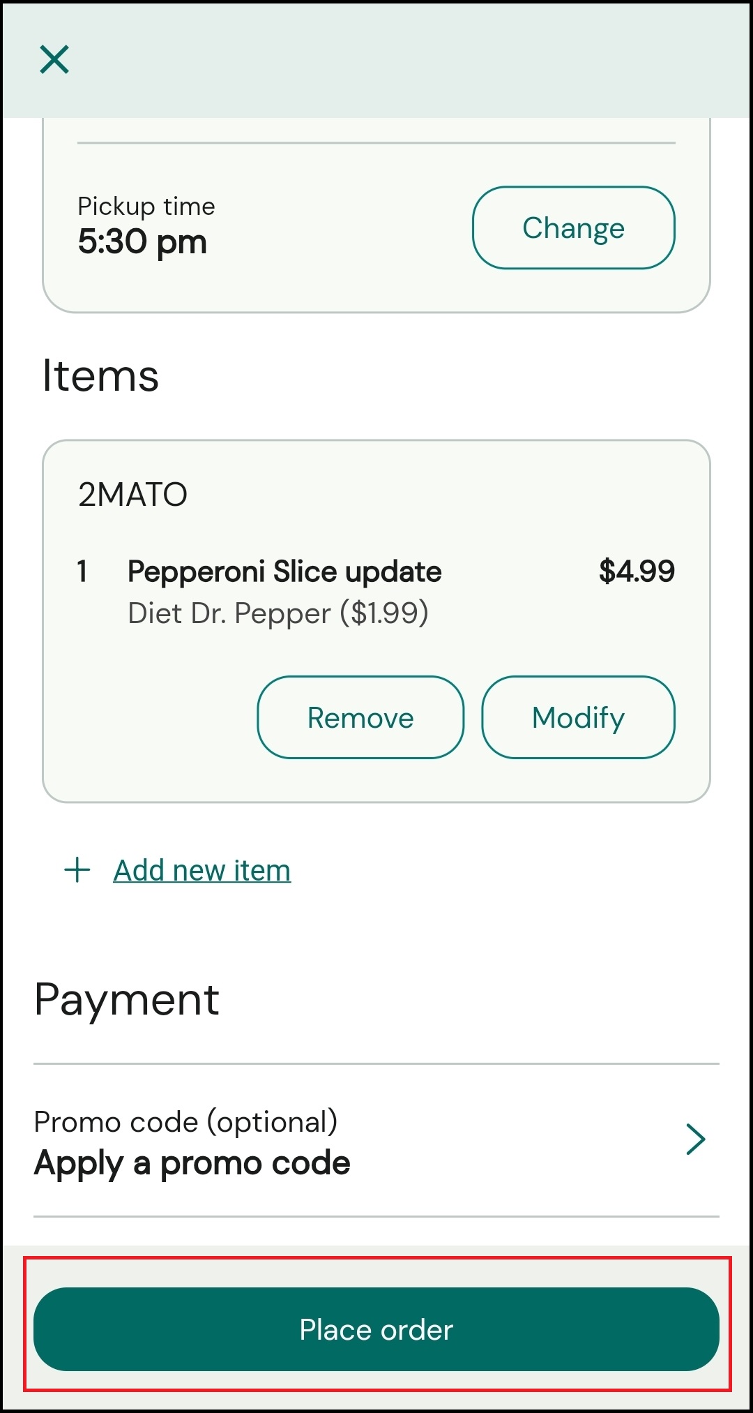 Placing an order – Boost