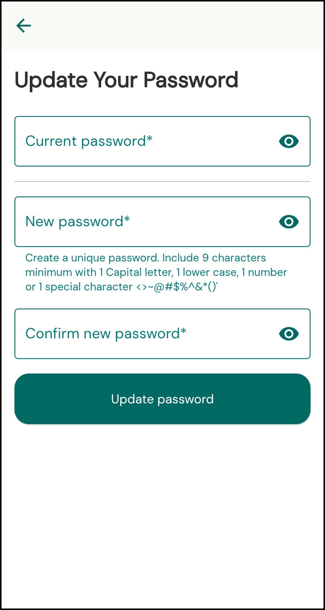 Update password – Boost